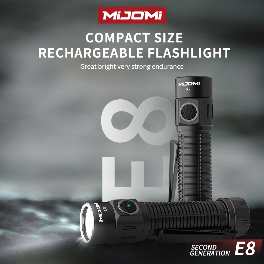 Mijomi EDC Flashlight E8 2000 Lumen High Brightness Torch Light 18650 ...