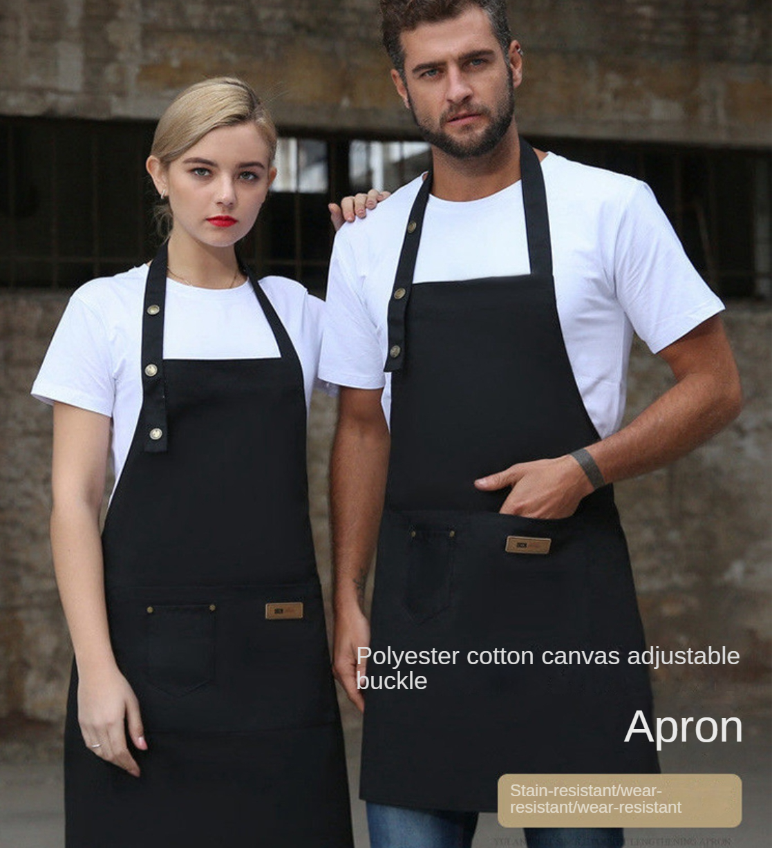 Ready Stock Fashionable waterproof apron black kitchen apron ...