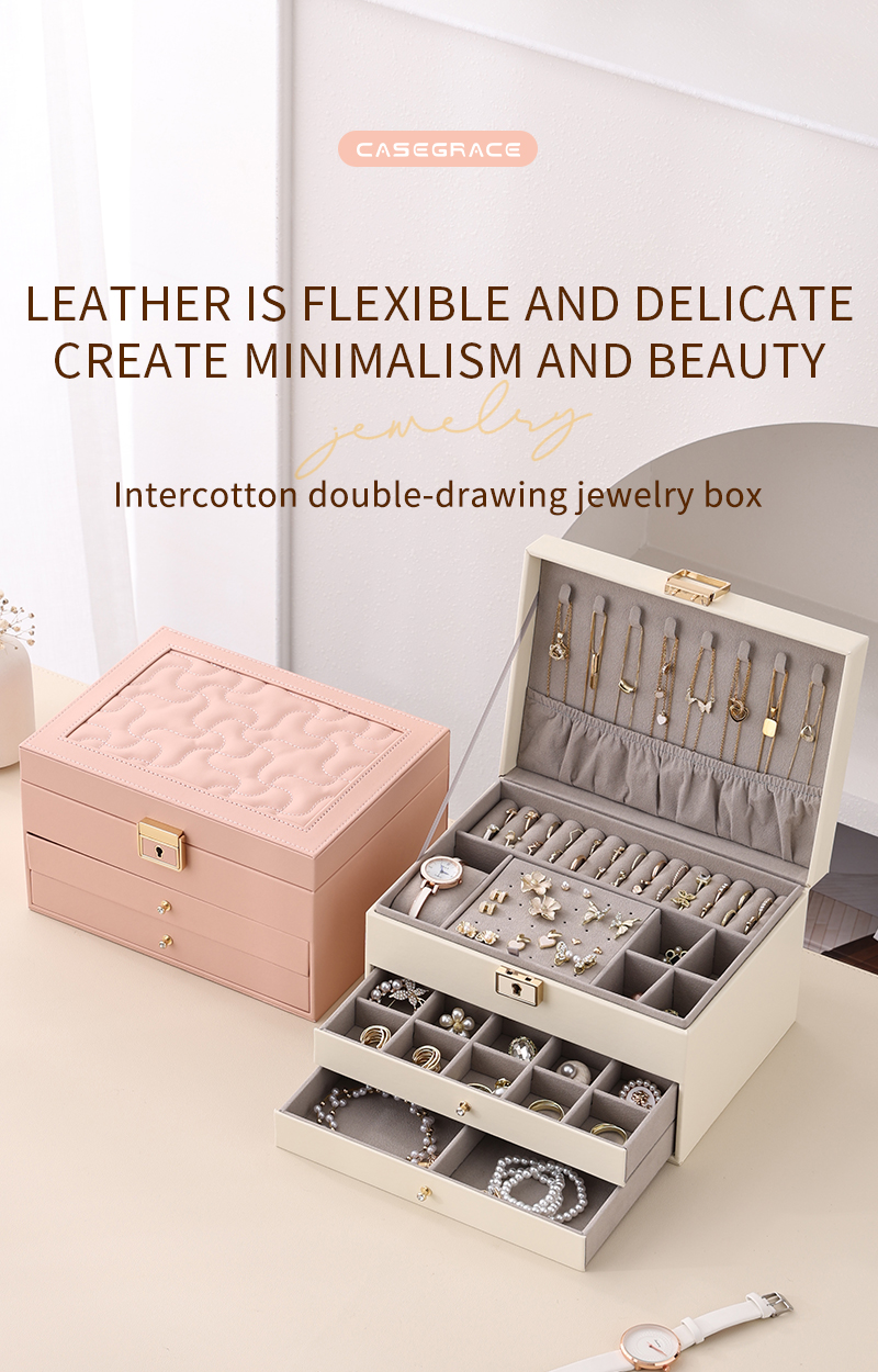 CASEGRACE Large Jewelry Box Storage Drawer Jewellery Box With Lock And ...