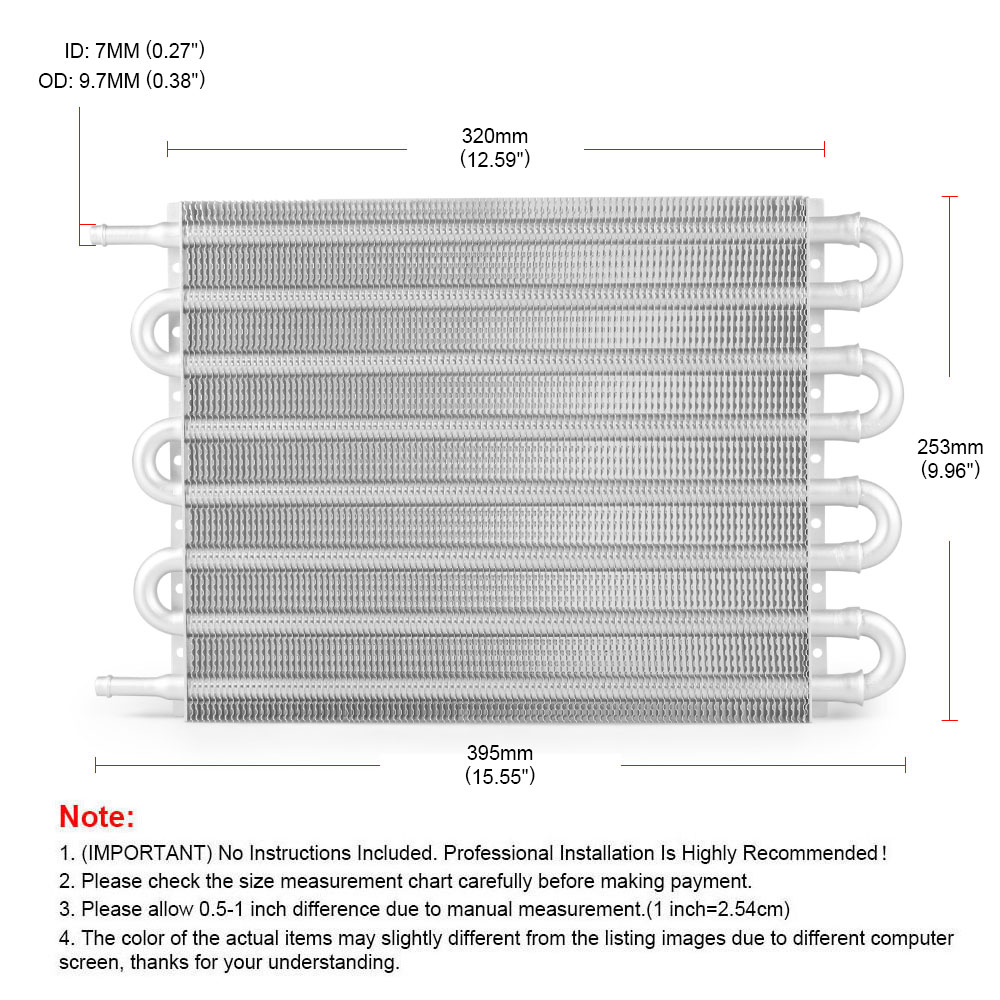 4 Row 6 Row 8 Row Aluminum Remote Transmission Oil Cooler Auto-Manual ...