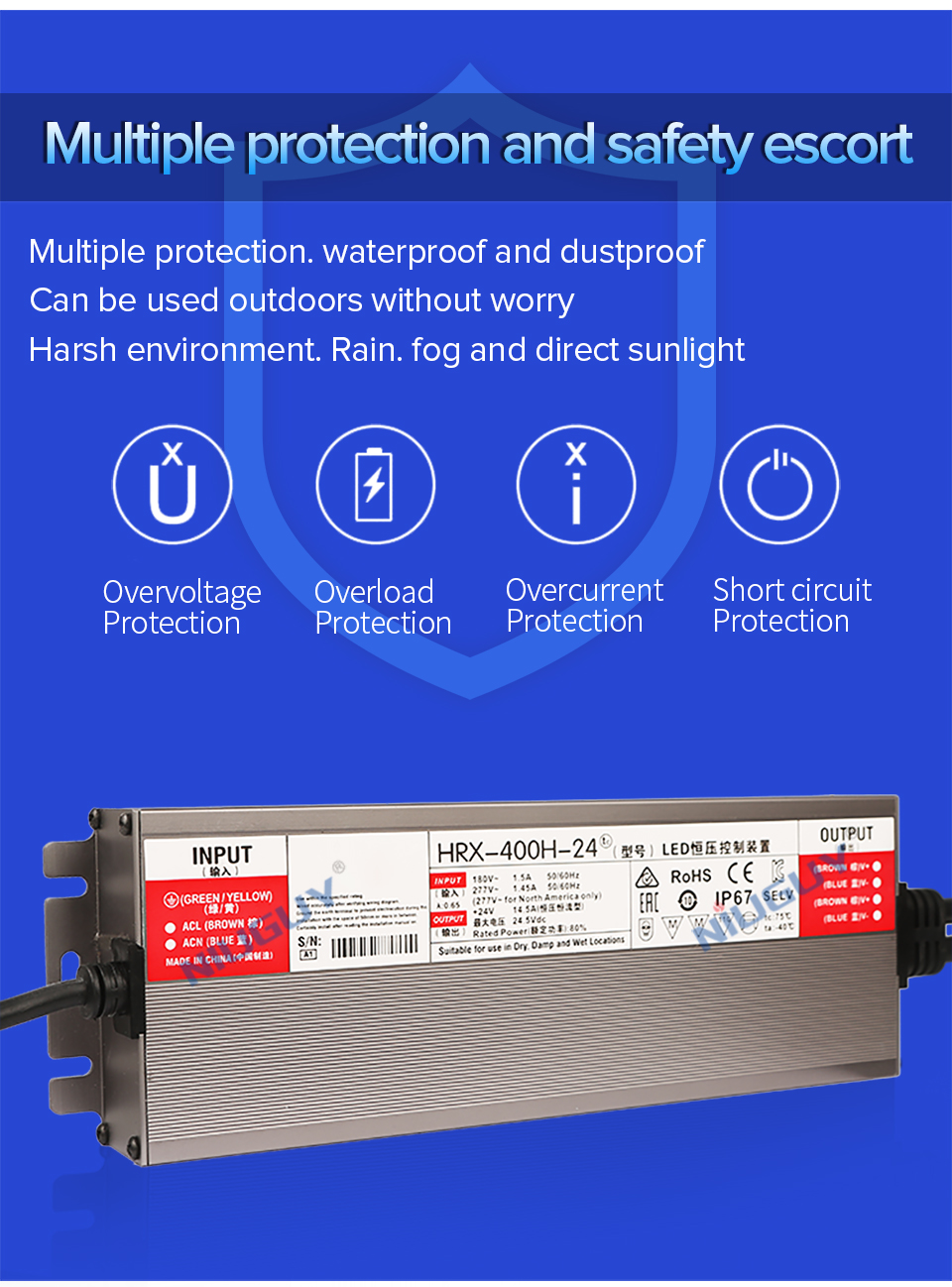 Waterproof LED Power Supply-IP67,36W/60W/100W/150W/200W Transformer ...
