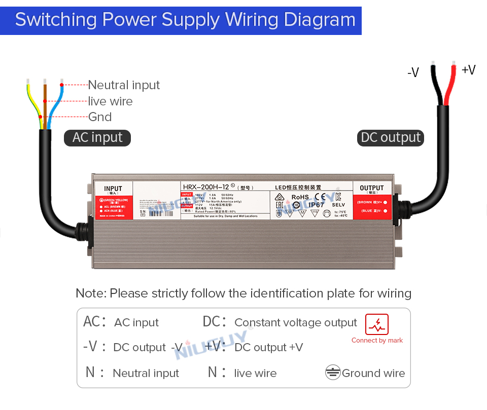 Waterproof LED Power Supply-IP67,36W/60W/100W/150W/200W Transformer ...
