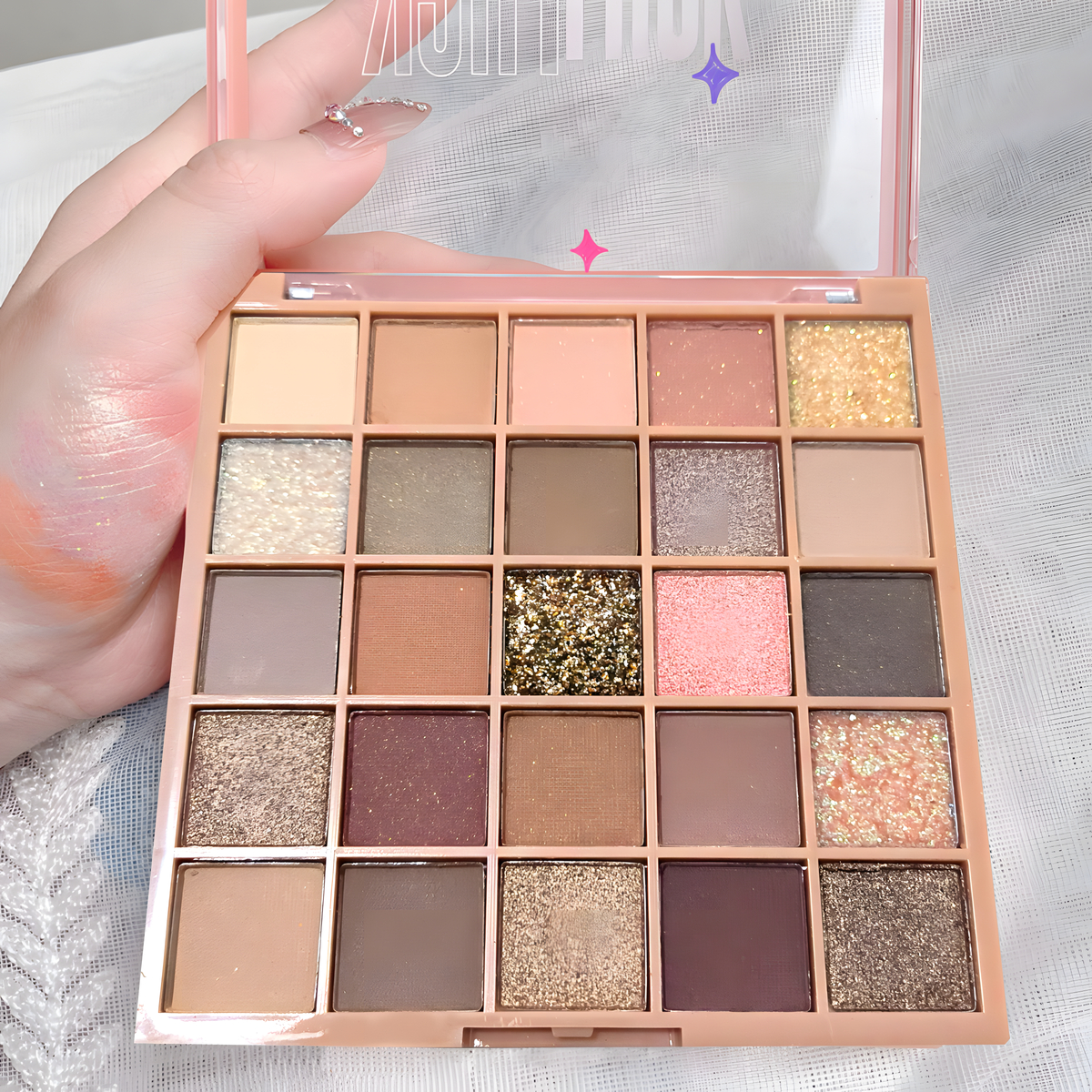 25 Color Eye Shadow Plate Matte Pearlescent Earth Color Shiny and Hard ...