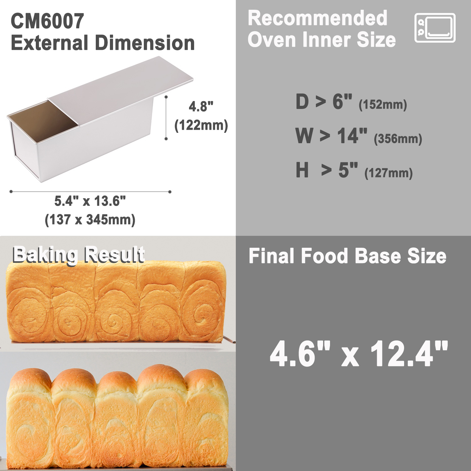 CHEFMADE Non-Stick Toast Mould with Slide Cover Bakeware Carbon Steel ...