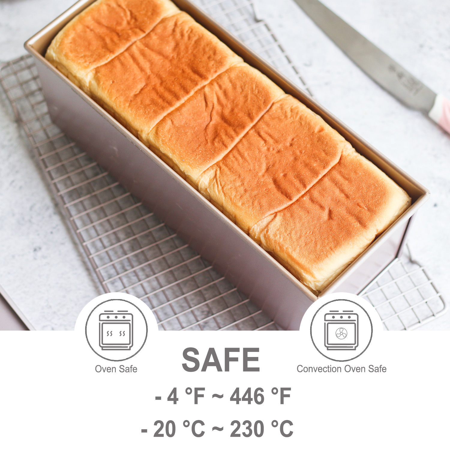 CHEFMADE Non-Stick Toast Mould with Slide Cover Bakeware Carbon Steel ...