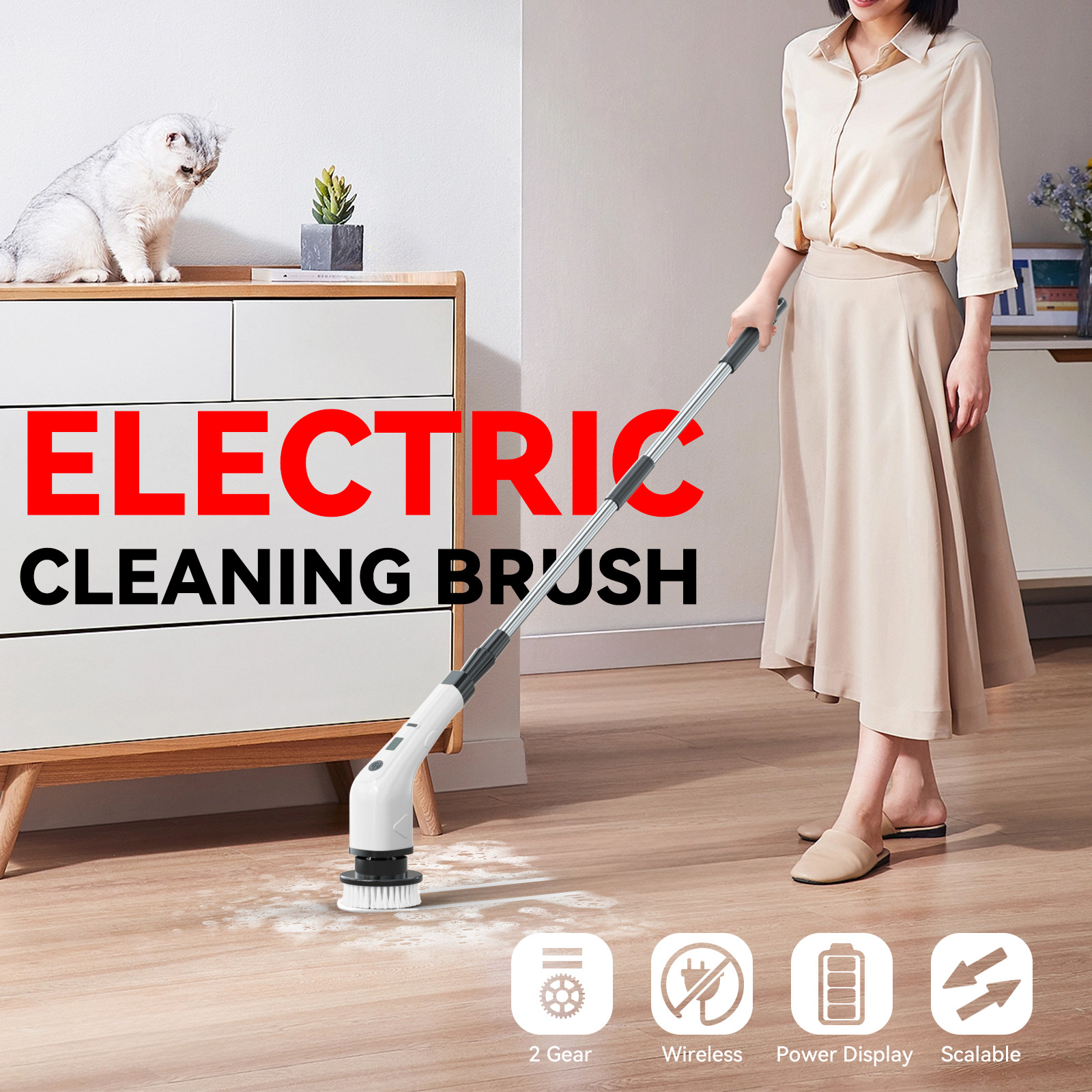 Handheld wireless electric cleaning brush Multi-functional household ...