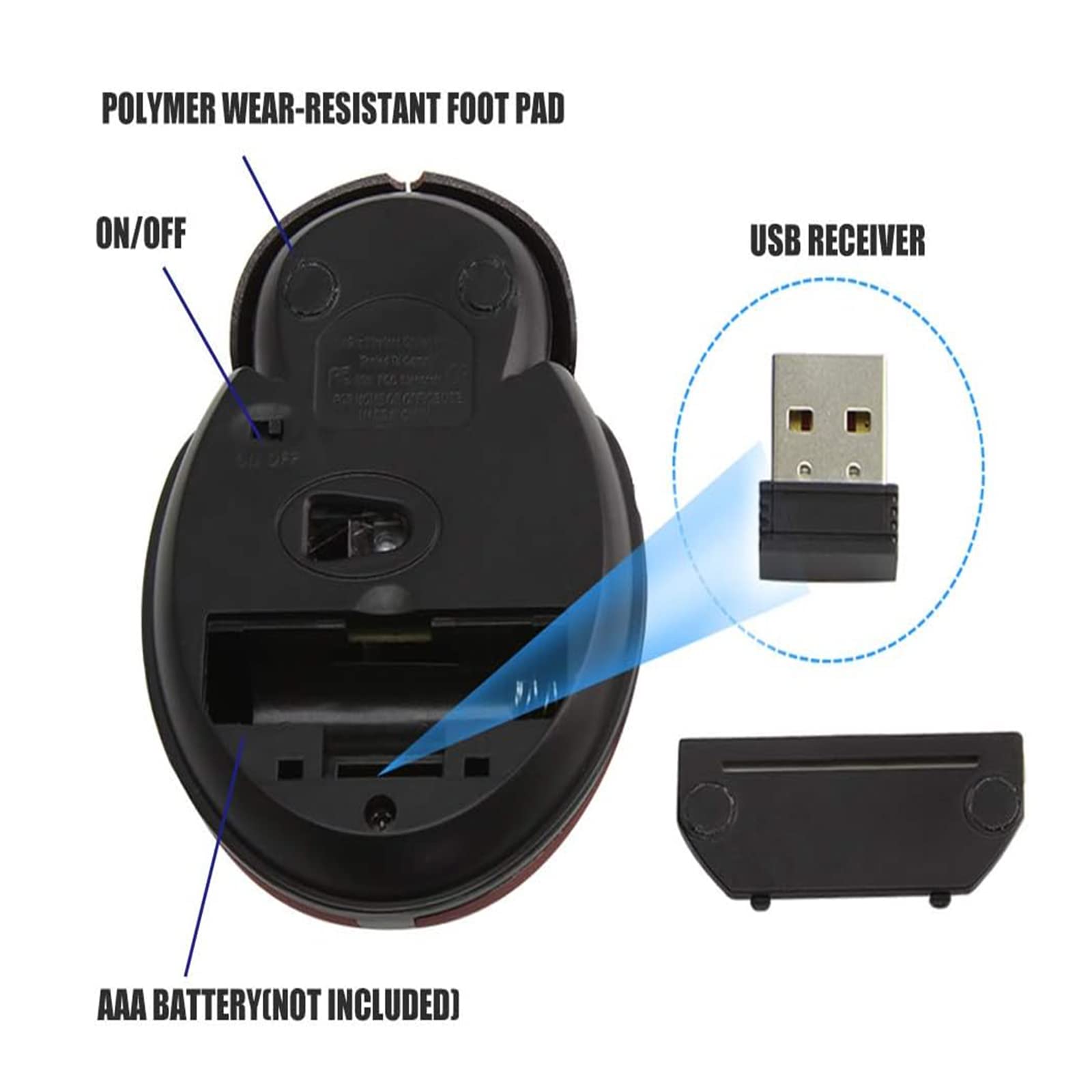 Mini Small Wireless Mouse for Kids, Cute Animal Ladybug Shape 3000DPI ...
