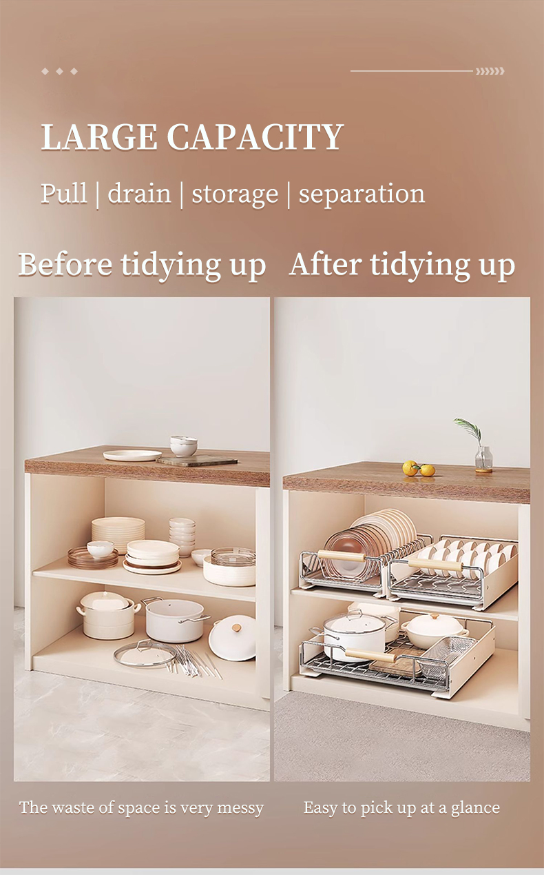 KEVE No Punch Stainless Dish Rack with Drainer Pull Out Dish Rack for ...
