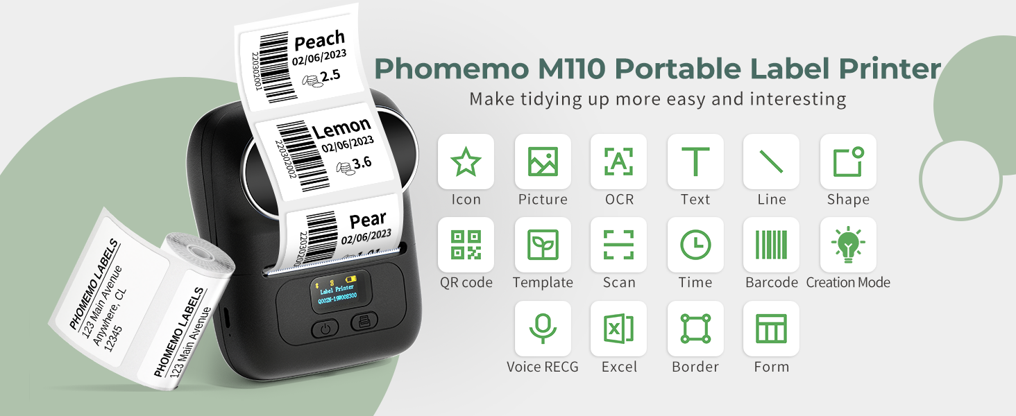 Phomemo M110 Bluetooth Label Maker,Portable Inkless Thermal Sticker ...