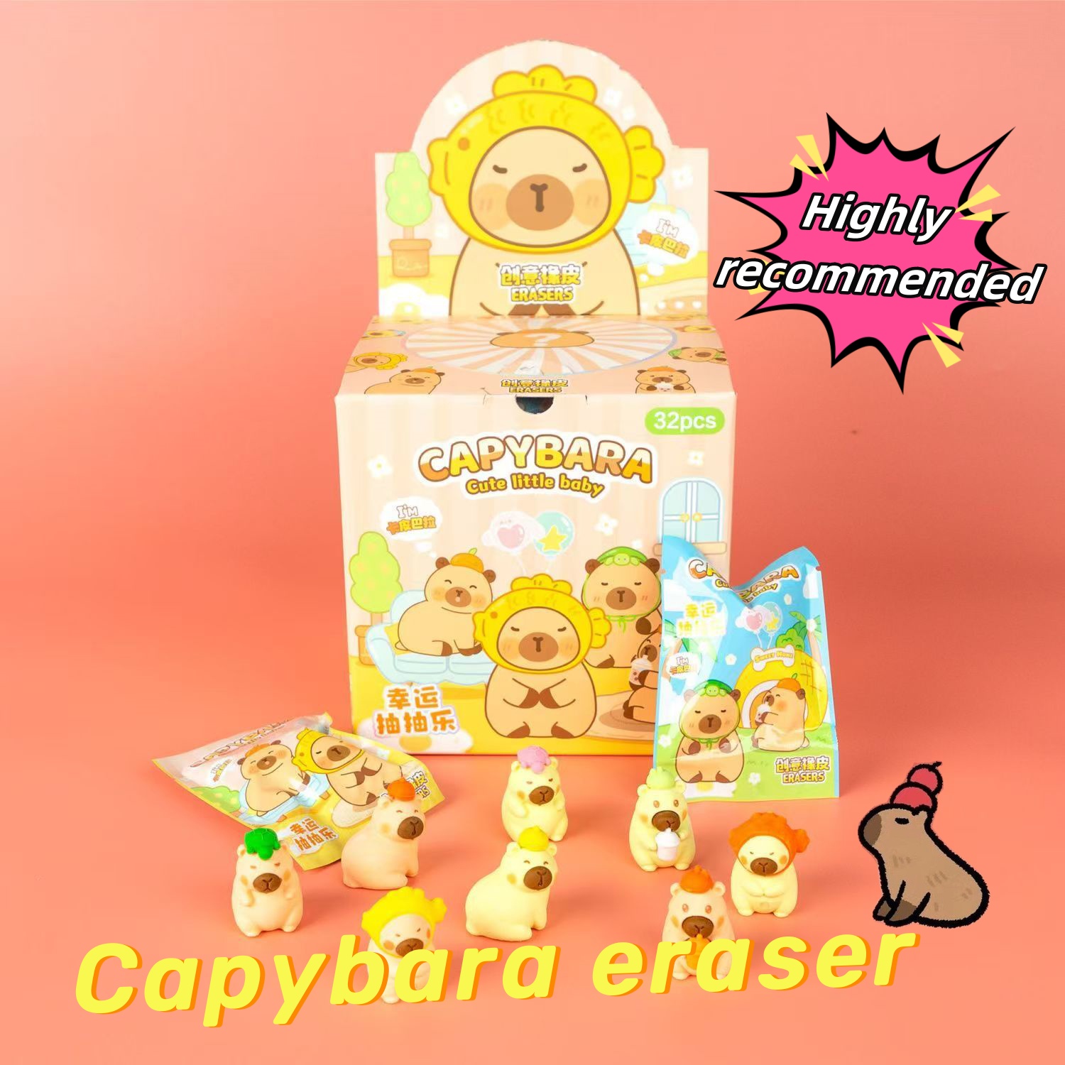 Capybara blind bag eraser 3D detachable cartoon stationery prizes for kiddie parties | Shopee ...