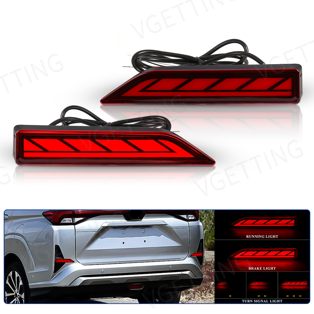 LED Bumper Light For Toyota Veloz 2021-2023 3-in-1 Functions 12V Brake ...