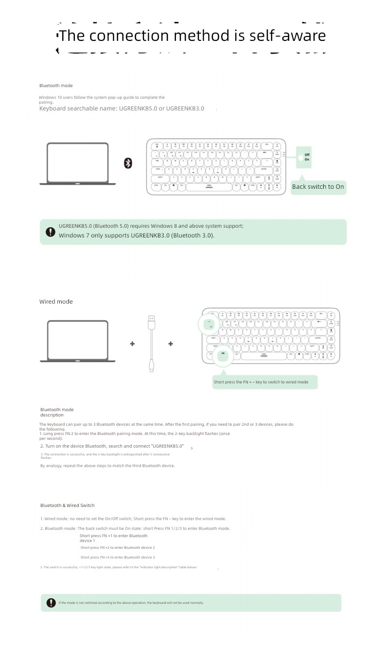 Ugreen FUN Bluetooth wireless rechargeable mechanical keyboard 84 keys ...