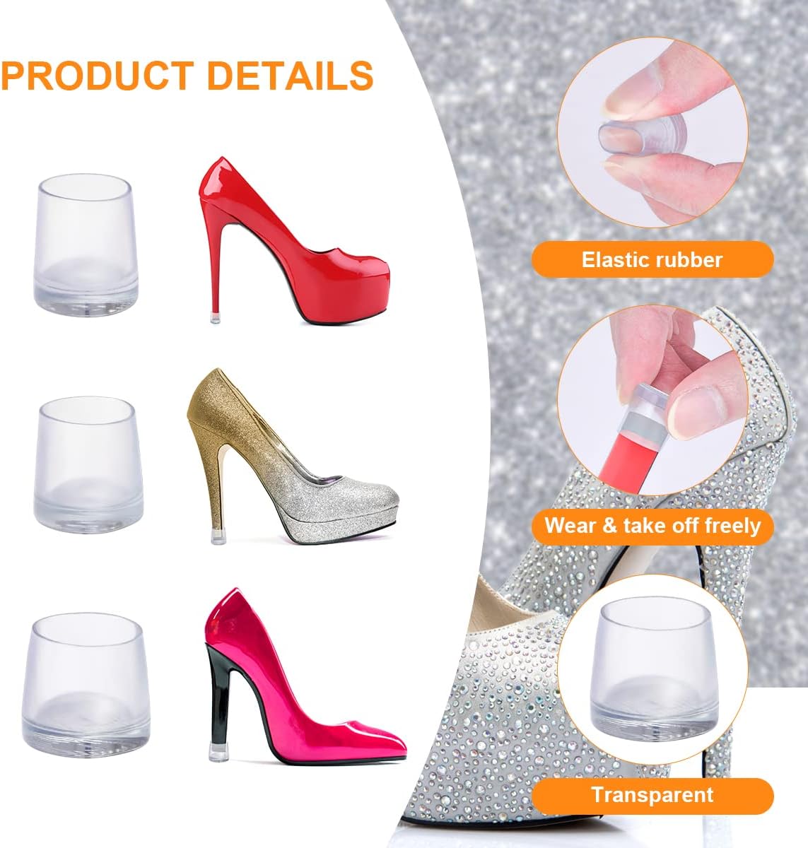 1 Pair High Heel Protectors, Stiletto High Heel Caps, Heel Protector ...