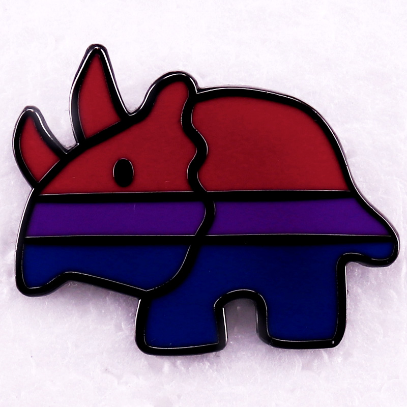Triceratops Badge Bisexual Pride Dinosaur Enamel Pin LGBTQ Pride Flag ...