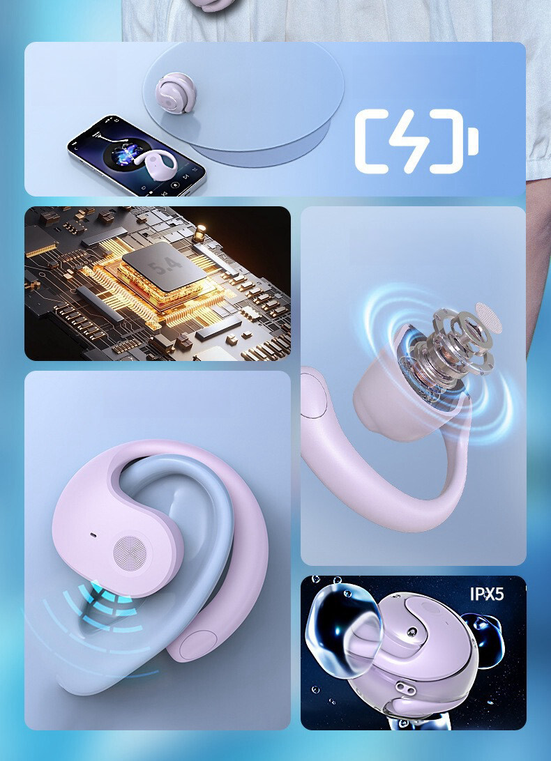 OWS BY01 Earbuds (2 Freebies:1 Silicon Lanyard+1 Game Sleeve) HiFi Sound Quality Wireless ...