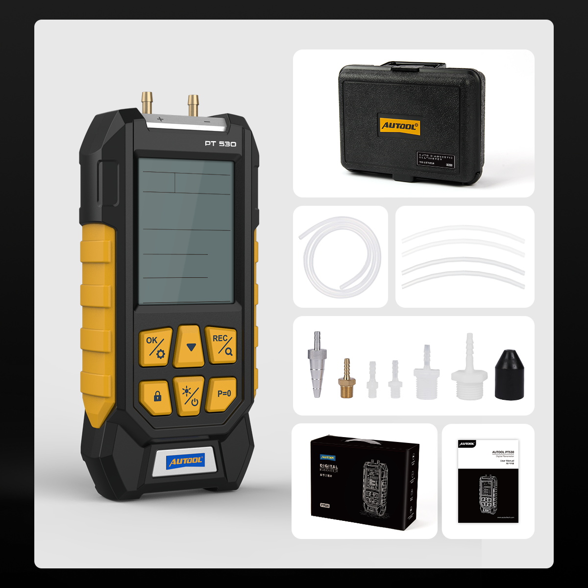 AUTOOL Digital Manometer PT530 300KPa Differential Pressure Gauge ...