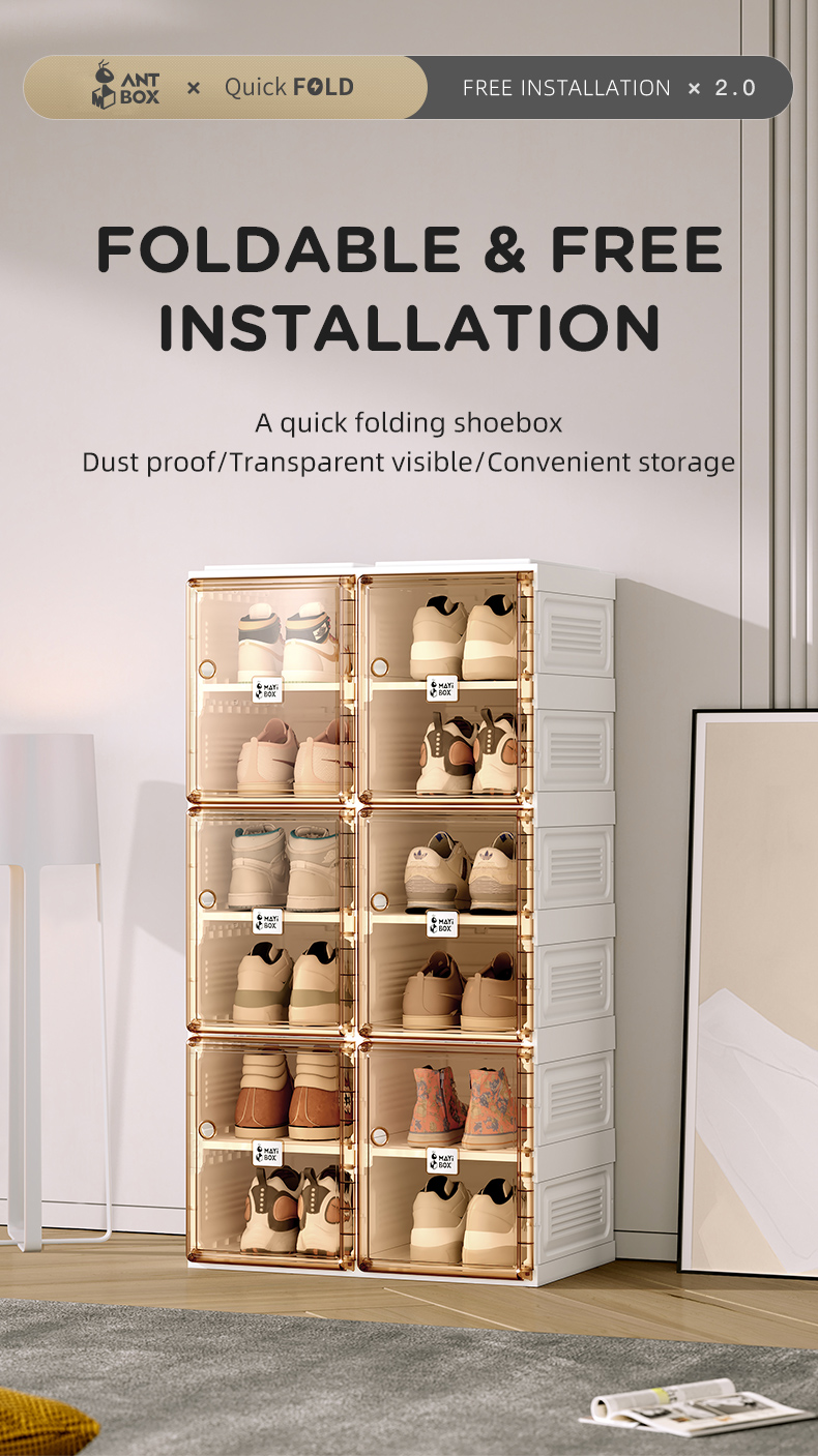 ANTBOX Shoe Cabinet 16Pairs Installation Free Portable Foldable Strong ...
