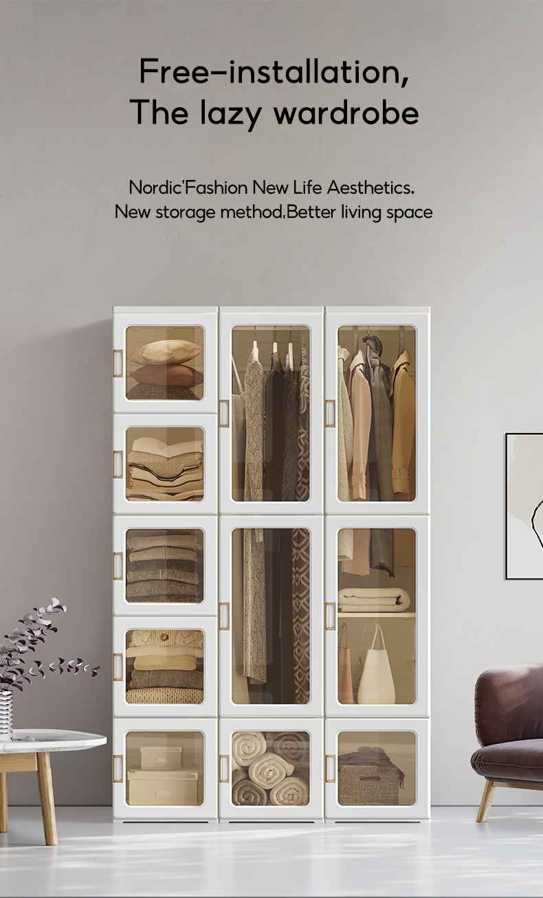 ANTBOX Wardrobe 6 Cubes 1Hanger 360L Portable Installation Free ...