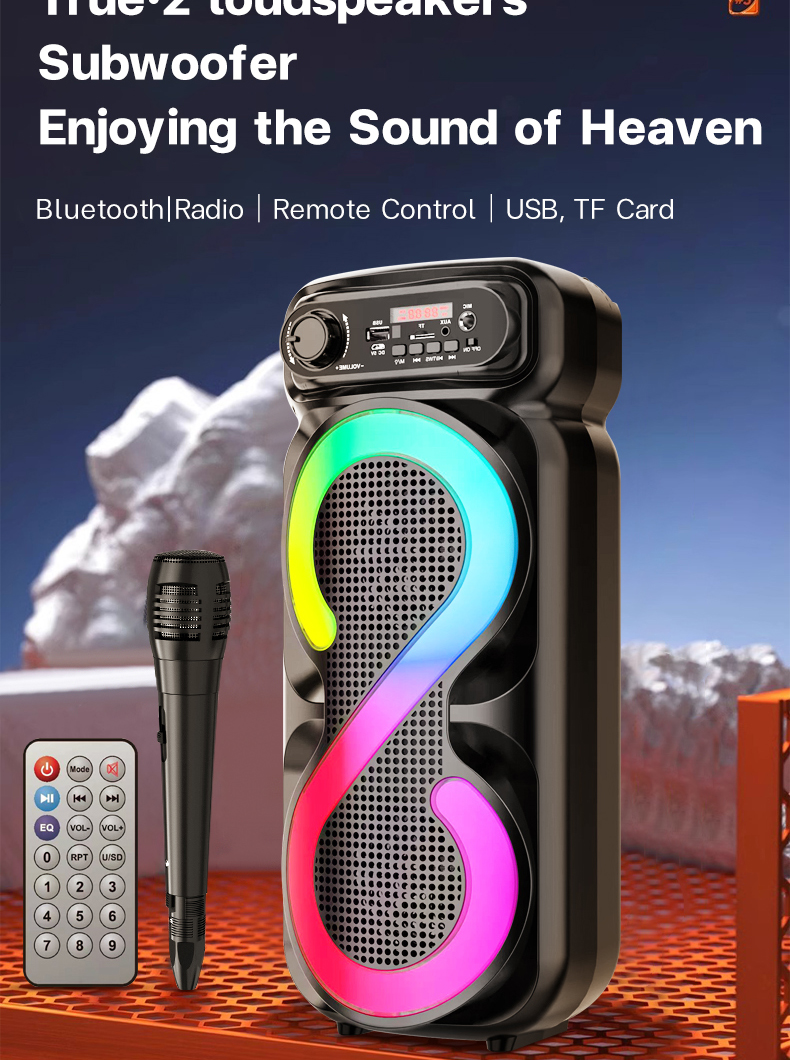 4"*2 speakers bluetooth with mic wireless Karaoke Party Stereo HIFI ...