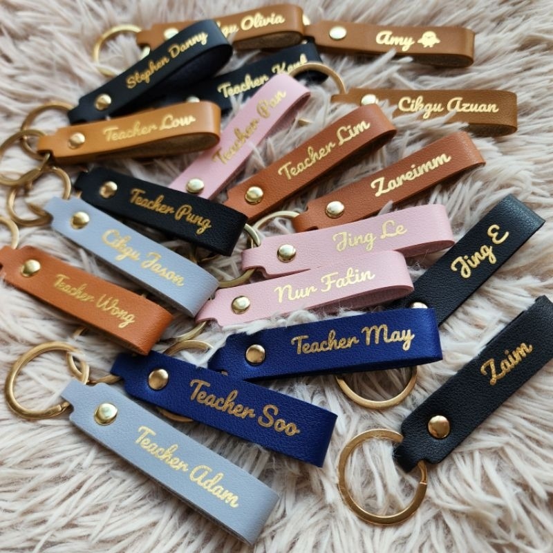 PERSONALIZED LEATHER KEYCHAIN | CUSTOM NAME | IDEA GIFT MURAH | Shopee ...