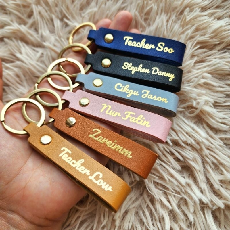 PERSONALIZED LEATHER KEYCHAIN | CUSTOM NAME | IDEA GIFT MURAH | Shopee ...