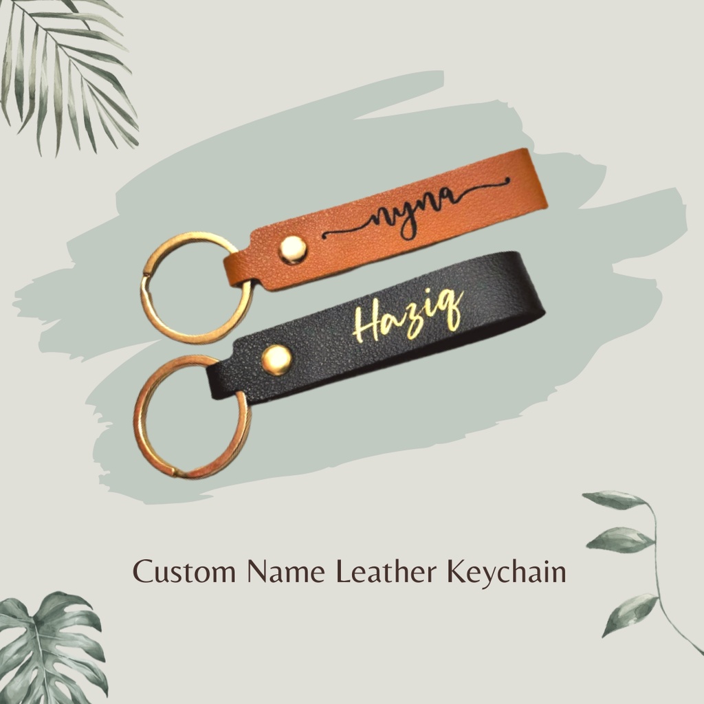 PERSONALIZED LEATHER KEYCHAIN | CUSTOM NAME | IDEA GIFT MURAH | Shopee ...