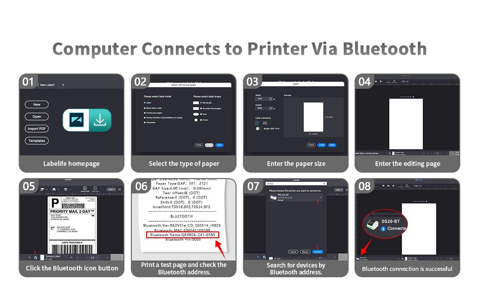 Phomemo D520BT Bluetooth Thermal Printer,Inkless Waybill Printer,Great ...