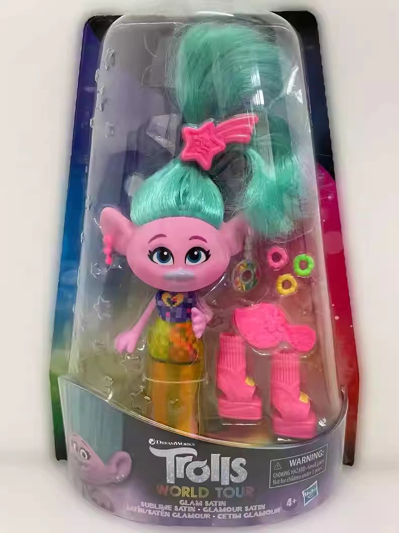 Trolls DreamWorks Glam Satin Fashion Doll with Dress, Shoes, and More ...