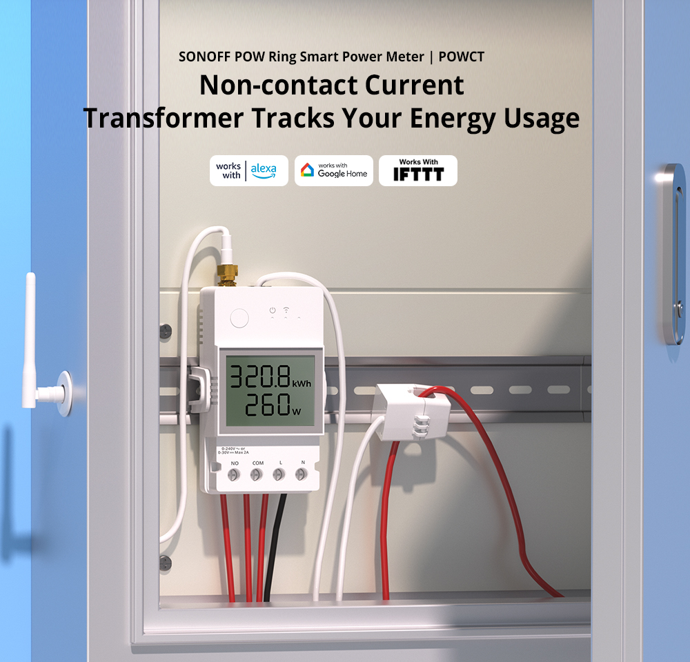 SONOFF POWCT 100A Max WiFi POW Ring Smart Power Meter Split CT Sensor ...