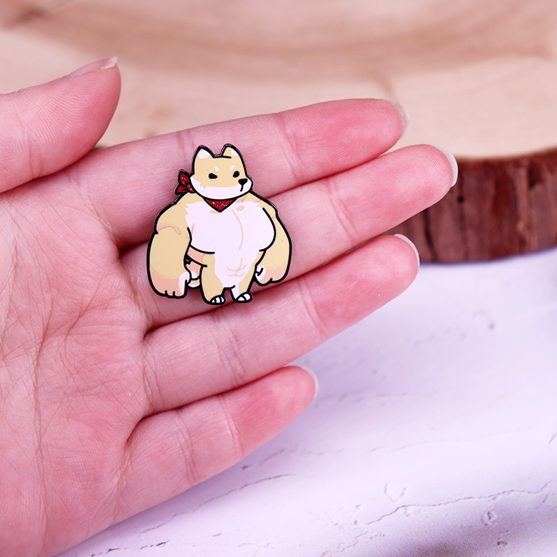 Doge buff muscle bulk shiba inu Enamel Pin funny big dog meme Metal ...