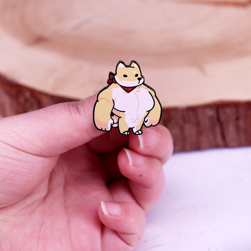 Doge buff muscle bulk shiba inu Enamel Pin funny big dog meme Metal ...