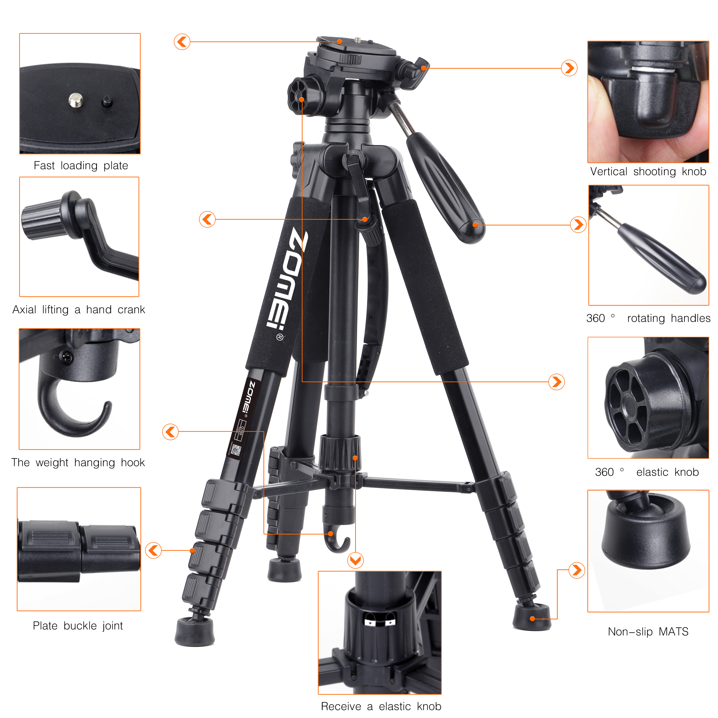 ZOMEI Q188/Q444Q/Q555 SLR Tripod Camera Micro Single Professional ...
