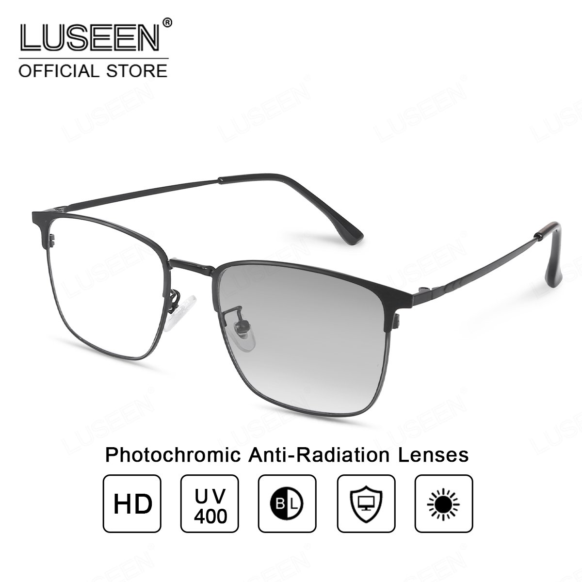 LUSEEN Photochromic Anti Radiation Eyeglass Rectangle Eyeglasses For ...
