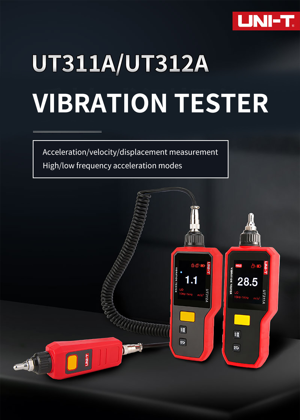 UNI-T Vibration Tester UT311A UT312A Vibrometer Acceleration Velocity ...