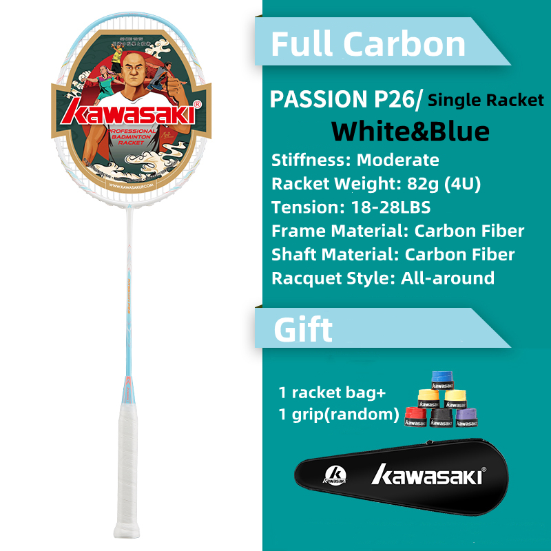 Kawasaki Badminton Racket Full Carbon PASSION P22/P25/P26 18-28LBS 4U ...