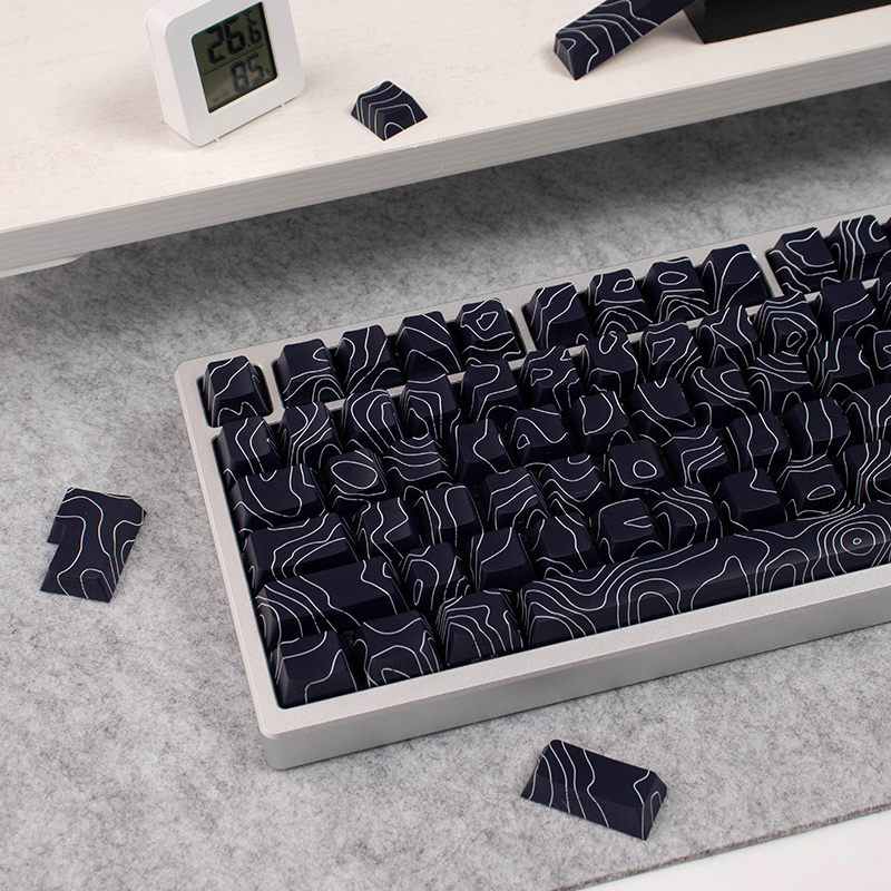 131Keys black white WOB BOW Line Keycaps Light Through RGB Side Printed ...