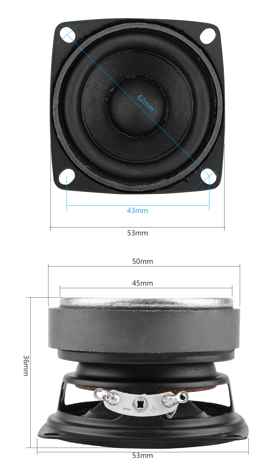 AIYIMA 2Pcs Audio Speakers 2 inch 4 Ohm 15W Full Range Sound Speaker Loudspeaker For Home ...