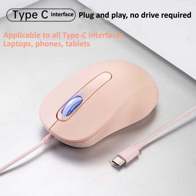 3D Type C Wired Mouse Gaming Mouse Silent Ergonomics Optical Mouse ...