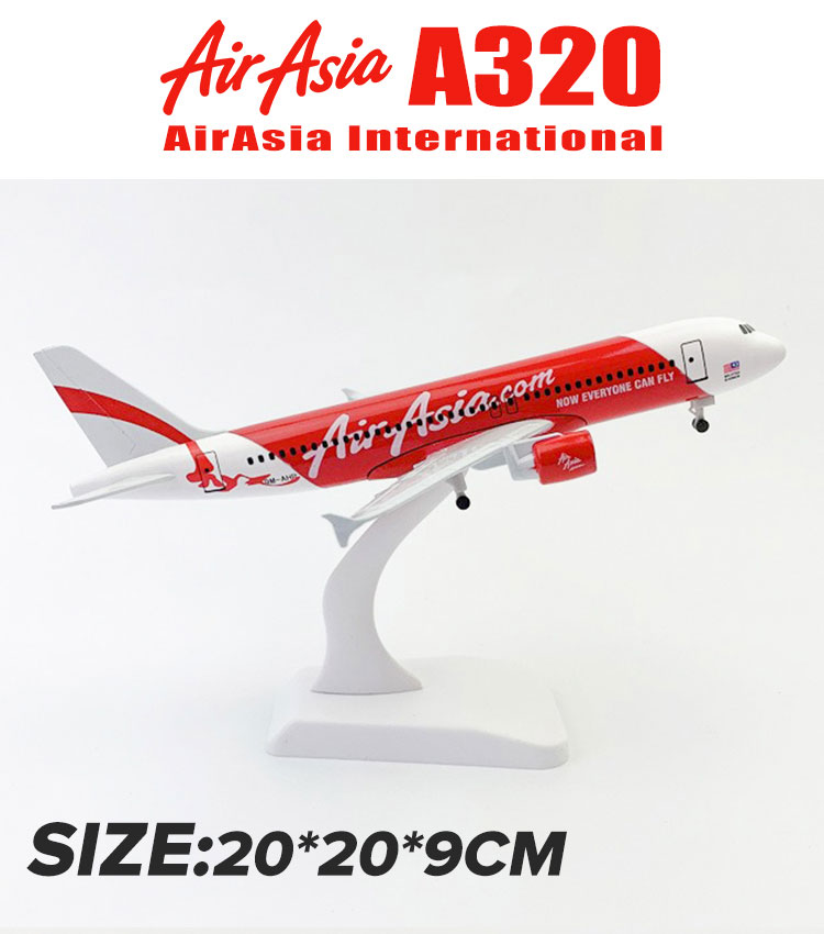 KLT 20cm AirAsia A320 Metal Diecast Airplane Plane Model Aircraft Toys ...