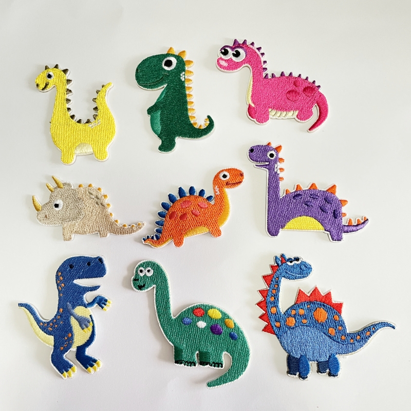 Cartoon Animal Dinosaur Patch Self-adhesive Embroidery Patches Clothing ...
