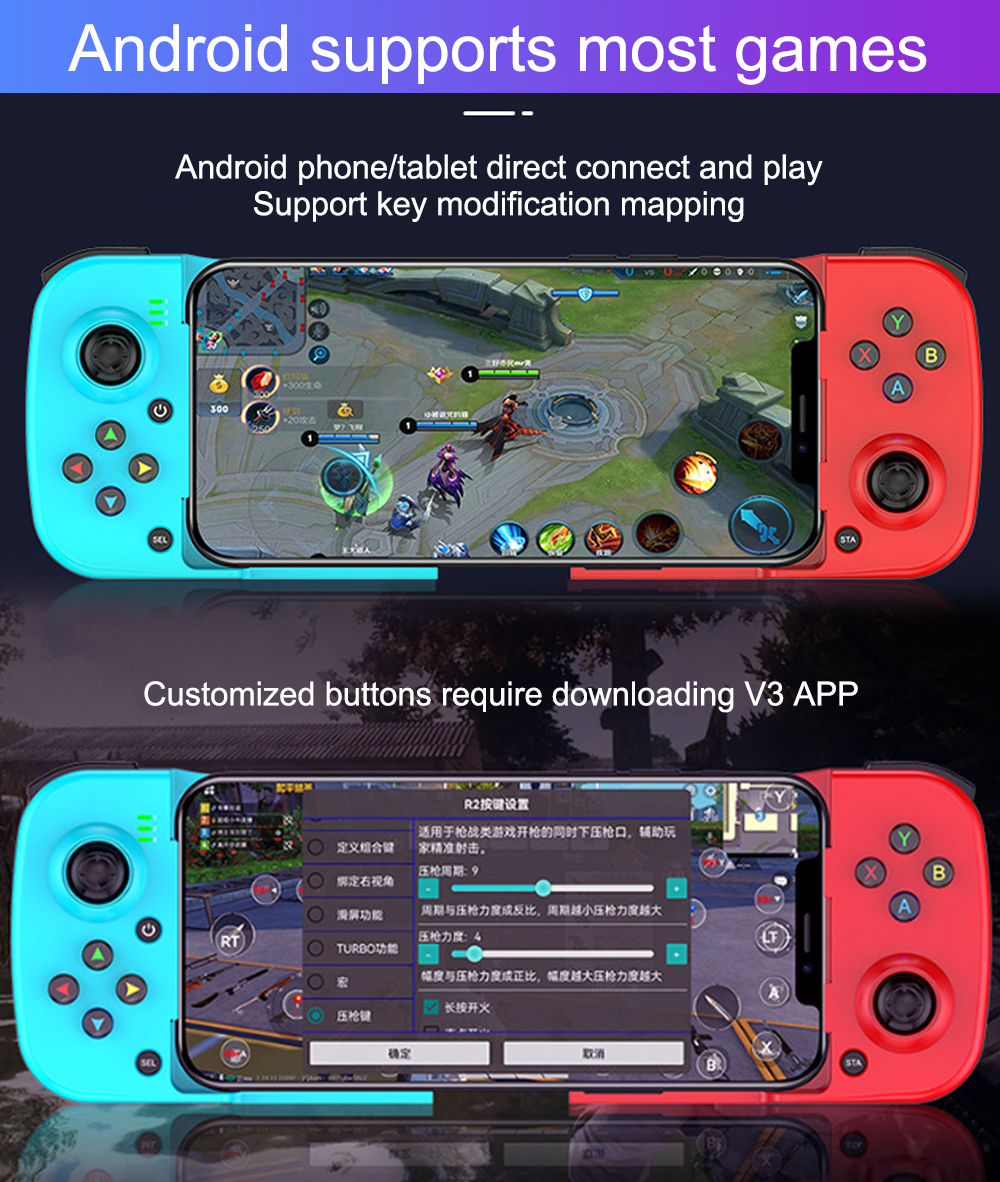 Game pad controller Bluetooth 5.0 Gamepad Telescopic Gaming IOS/Android ...