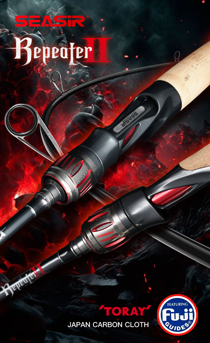 SEASIR REPEATER Fishing Rod FUJI-O Guide Rings Carbon High Sensitivity 2A Grade Cork Handle ...