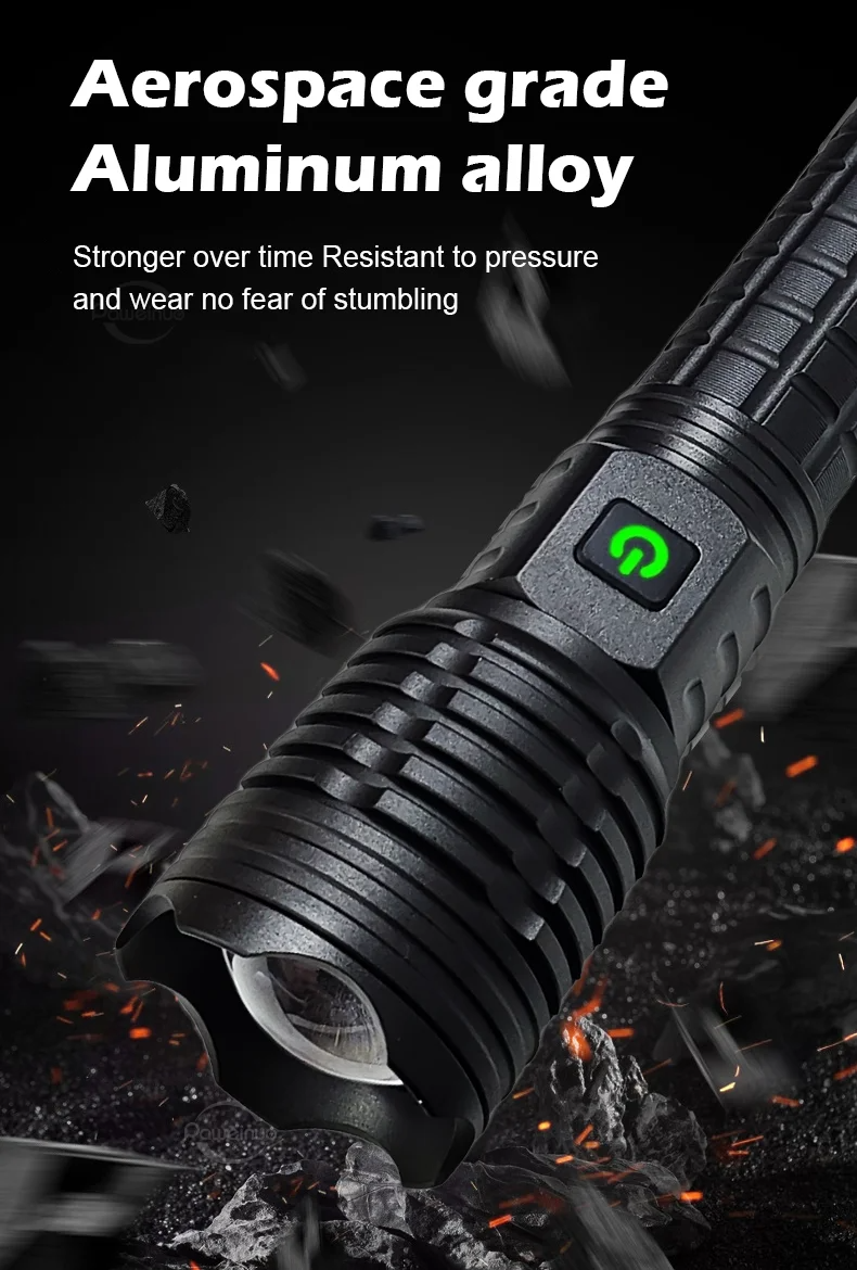 50000M High Power Torch light Ultra Bright Flashlight Powerful flash ...