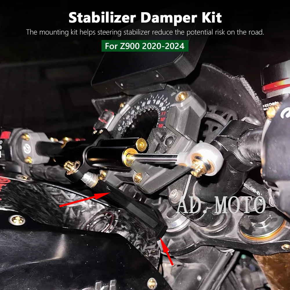 New Motorcycle Steering Stabilizer Damper and Bracket Kit Mount Support ...