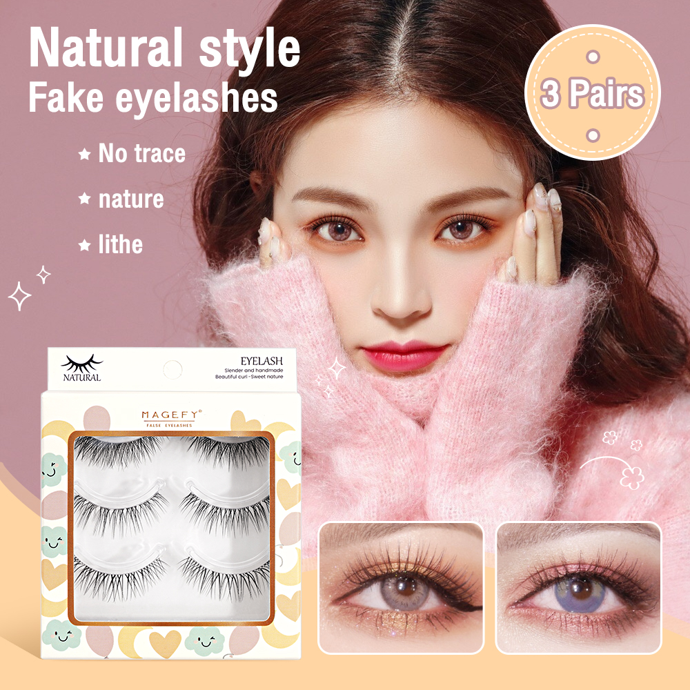 MAANGE 3Pairs/Box 3D Mink False Eyelash Natural Thick Long Eyelashes Eyes Makeup Beauty ...
