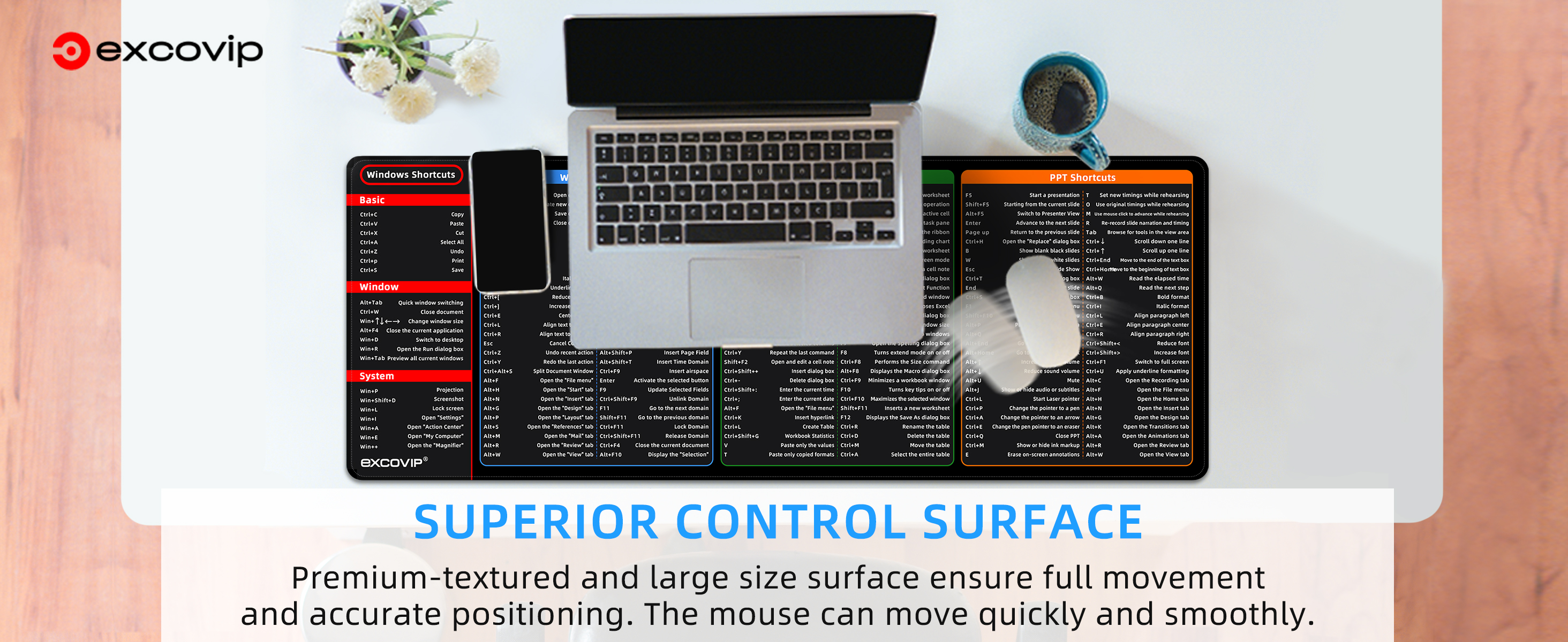 Excovip Mouse Pad English Shortcut Key English Large Size Soft ...