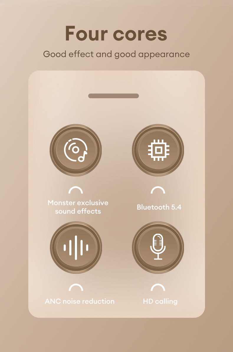 Monster XKT27 Bluetooth 5.4 Earphones HD Call Noise Reduction Large ...