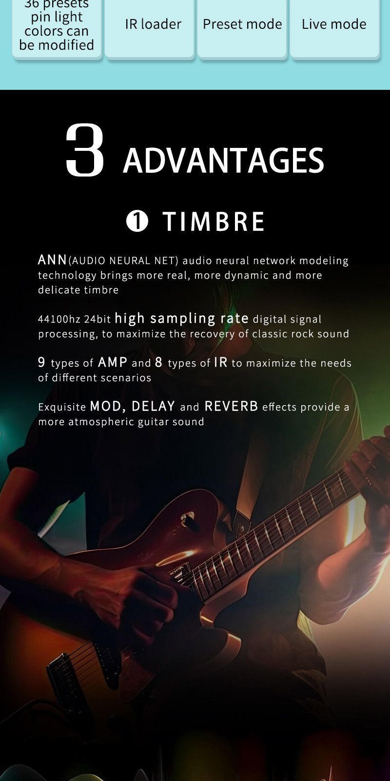 【COD】M-VAVE Tank-G Tank-B V2 Guitar Multi-Effects Pedal 36 Presets,9 ...