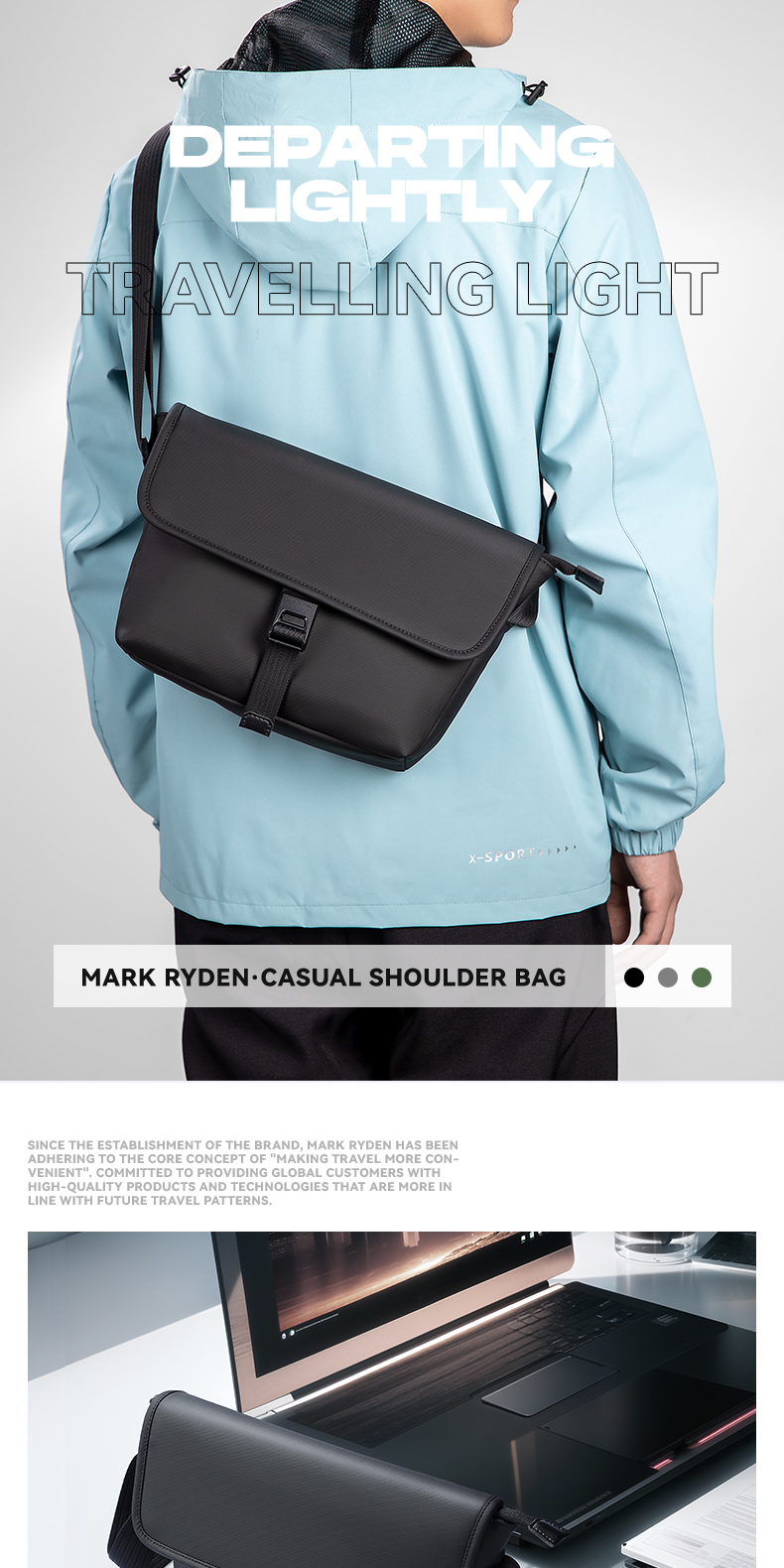 MARK RYDEN Minimalist Sling Bag For Men Light Travel | Shopee Philippines