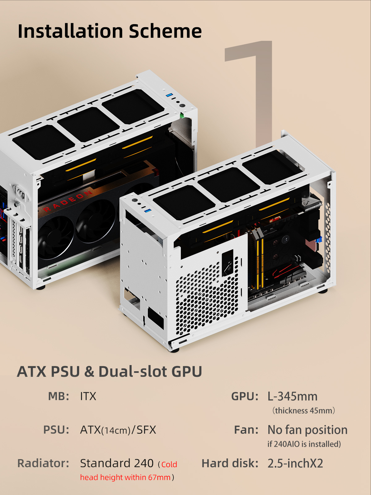 iF13 13.5L Portable 240AIO ATX PSU A4 Structure Mini ITX Chassis PC ...